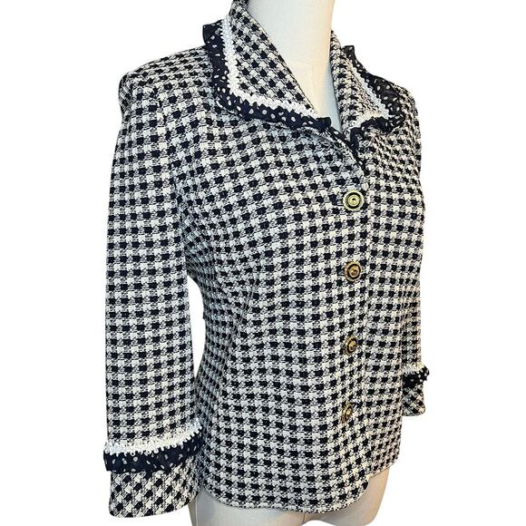 St. John | Jackets & Coats | St John By Marie Gray Navy Houndstooth ...